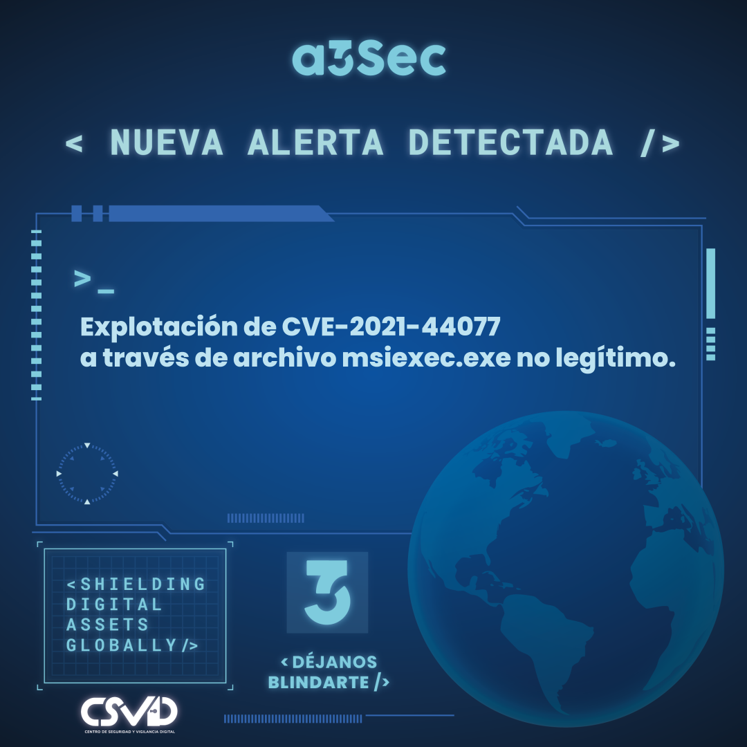 Explotación CVE-2021-44077 a través de archivo msiexec.exe no legítimo Explotación CVE-2021-44077 a través de archivo msiexec.exe no legítimo
